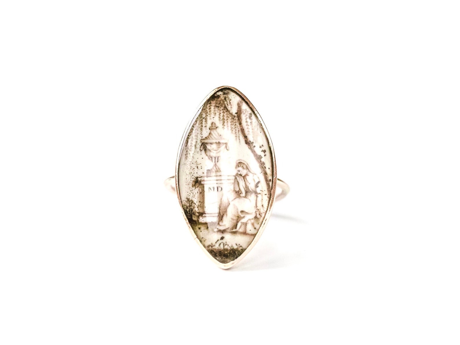 Antique Georgian Sepia Mourning Ring | 14k - Etsy