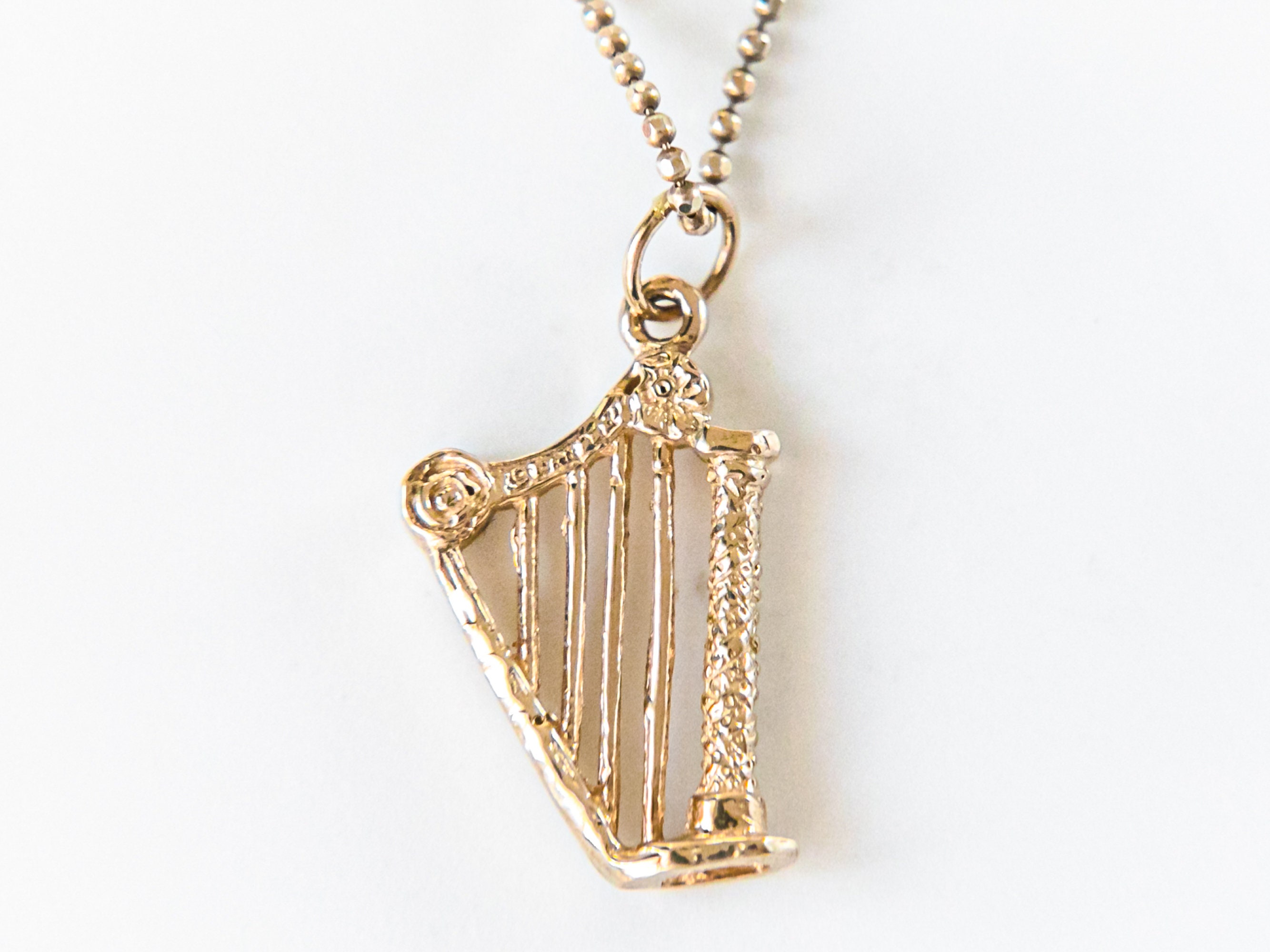 Vintage 10k Harp Charm - Etsy