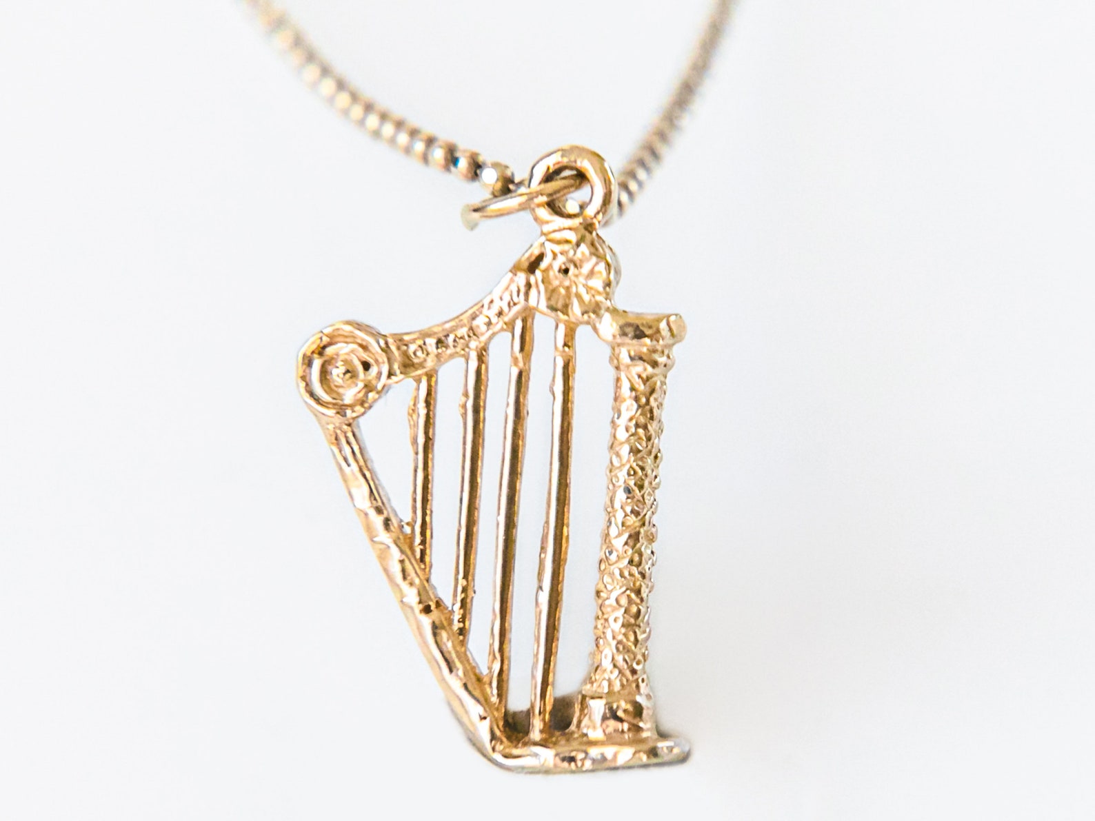 Vintage 10k Harp Charm - Etsy