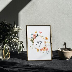 Hand Lettered Joy Print With Florals, Gift for Friends, Floral Print ...
