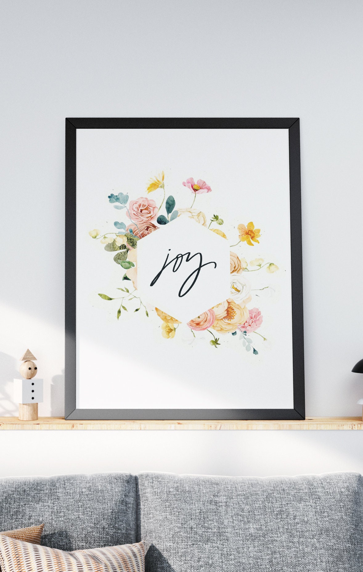 Hand Lettered Joy Print With Florals Gift for Friends Floral - Etsy UK