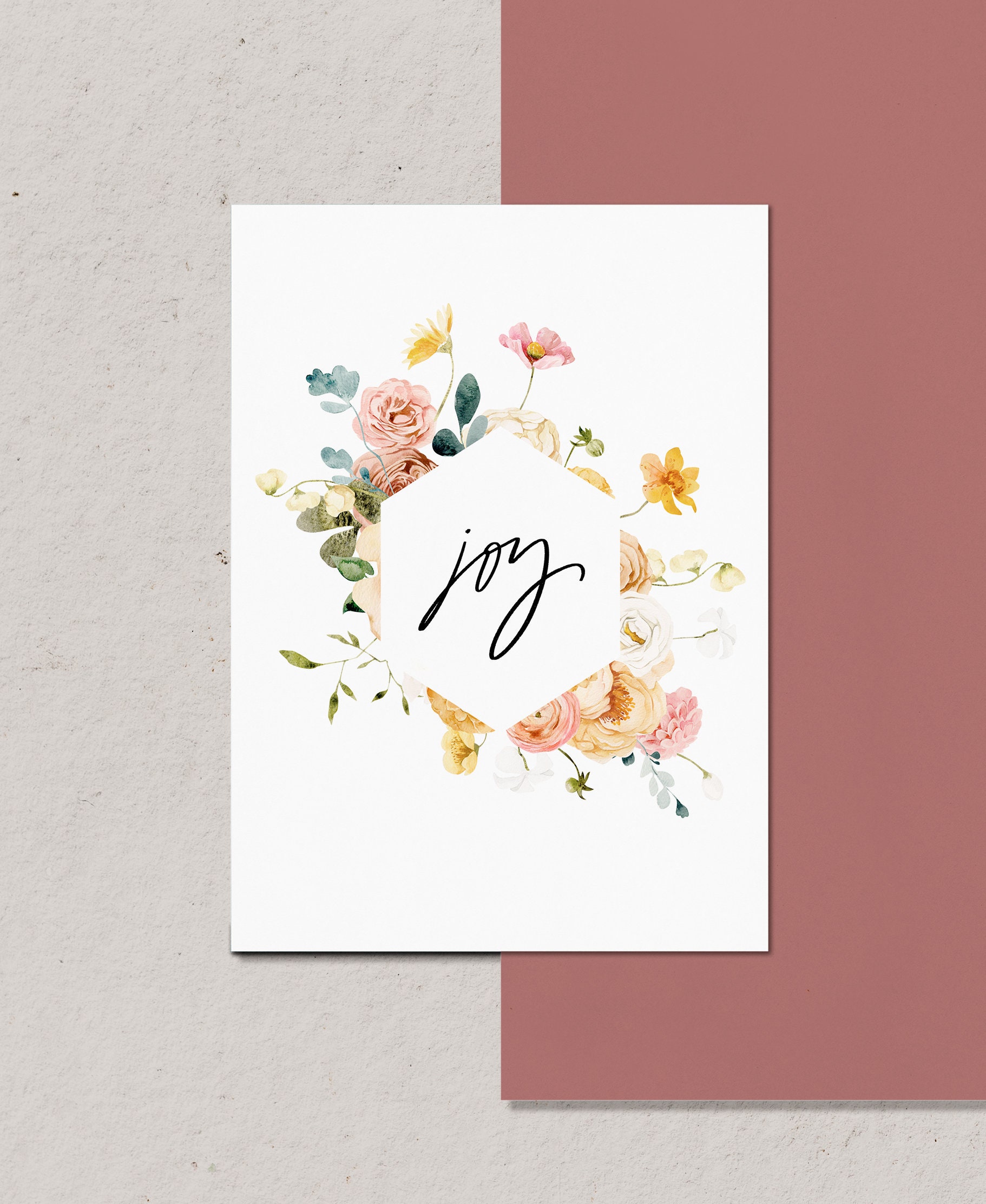 Hand Lettered Joy Print With Florals Gift for Friends Floral - Etsy UK