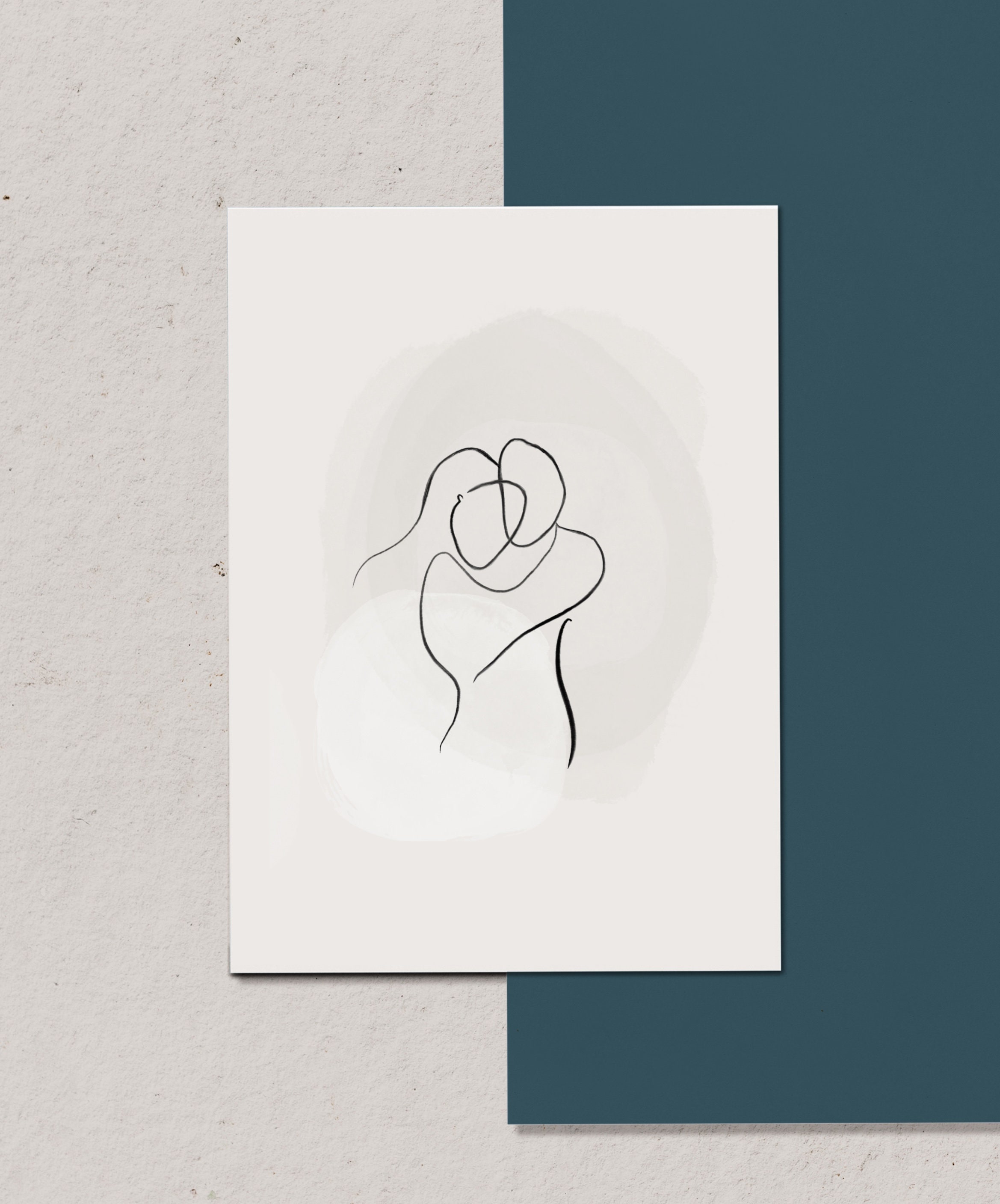 Couple Line Art Hug Cuddle Line Art Abstract Line Art Wall - Etsy UK