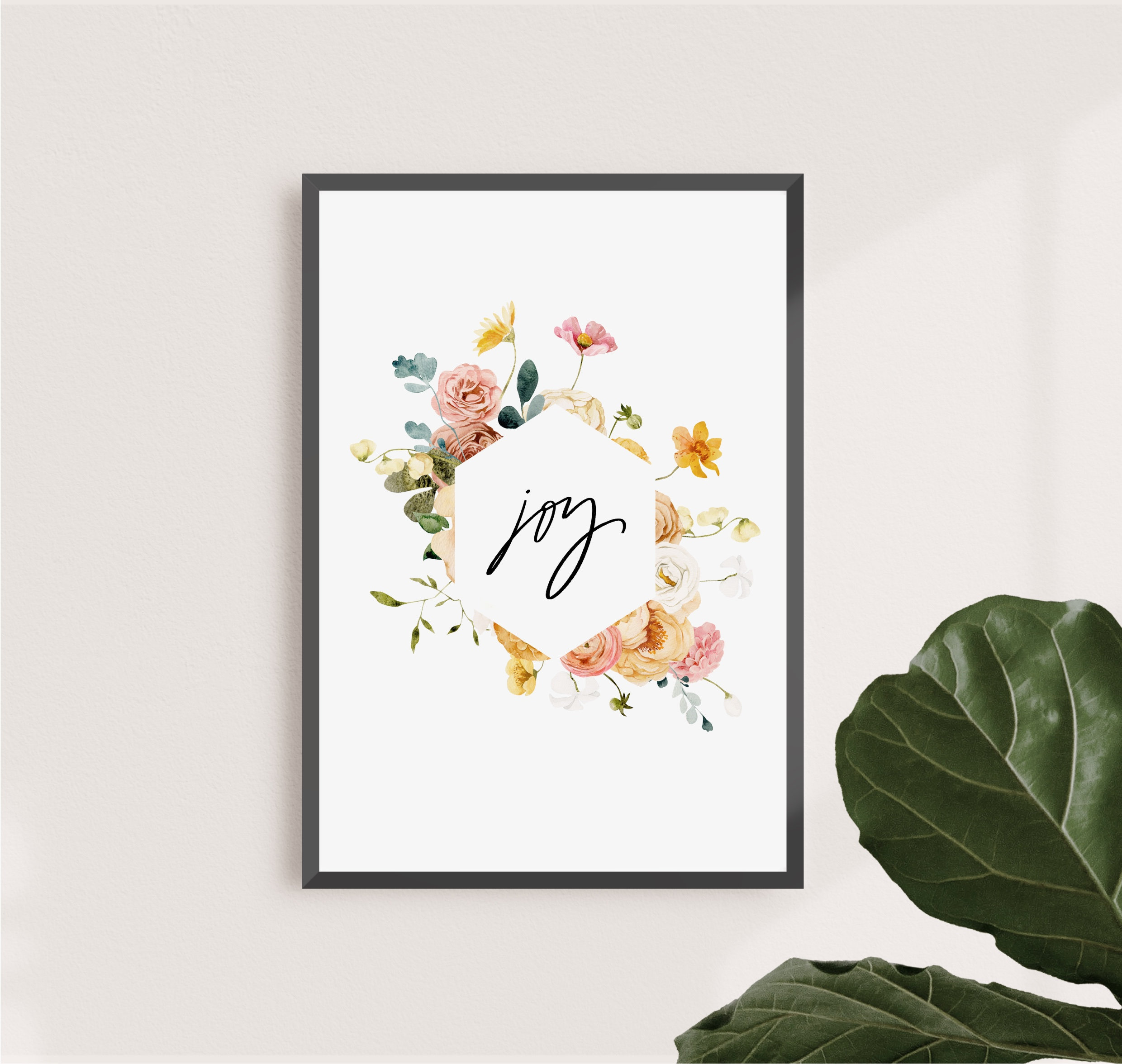 Hand Lettered Joy Print With Florals Gift for Friends Floral - Etsy UK