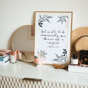 God is Able to Do Immeasurably More Bible Verse Print, Scripture Print ...