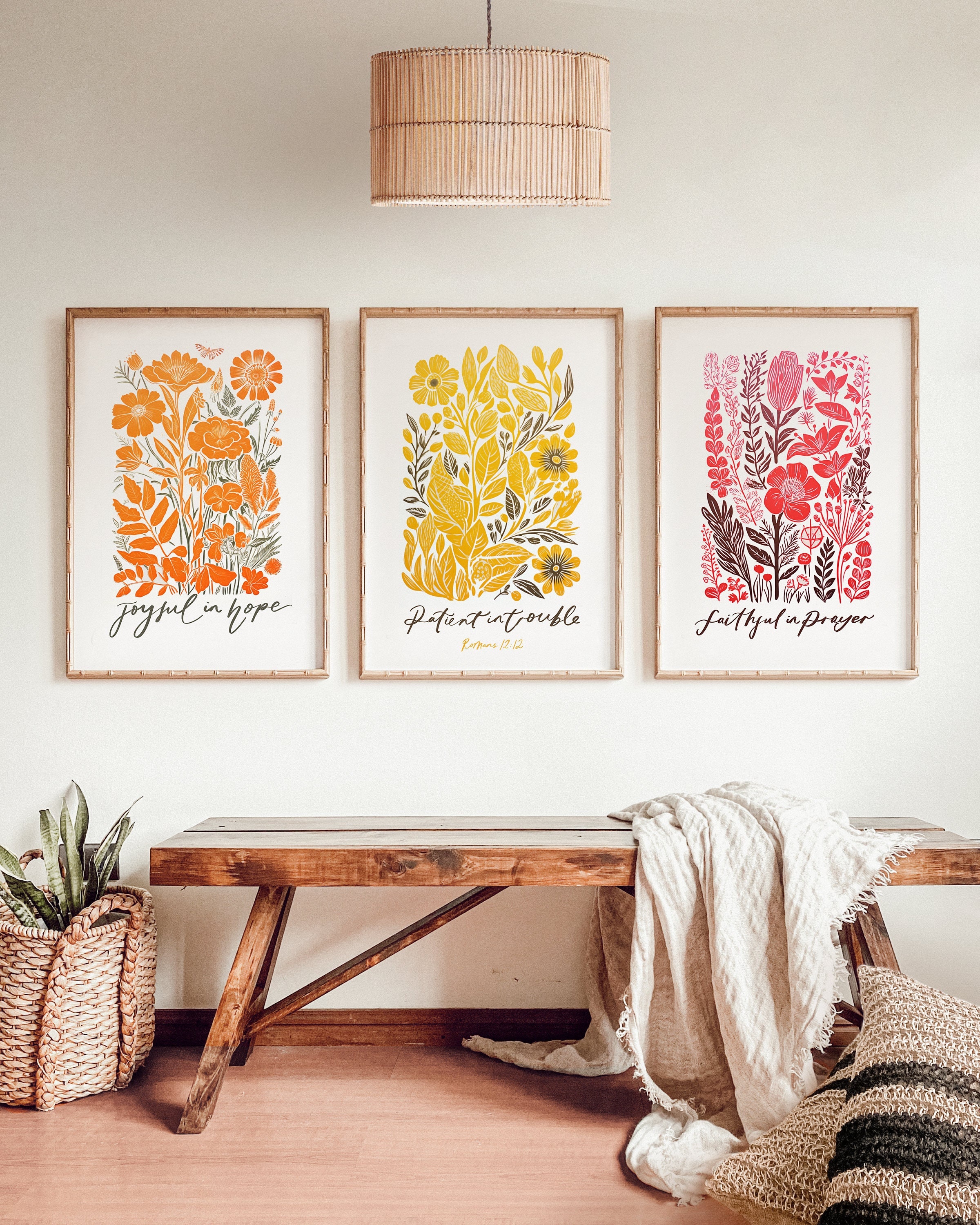 Christian Art Set of 3 Prints, Romans 12, Living Room Christian Decor ...