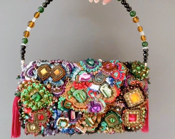 Hand Embroidered Colorful Beaded Bag, Luxury Evening Clutch Bag, Large ...