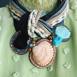 Knot Shell Bib Necklace Seashell Statement Necklace Hand - Etsy