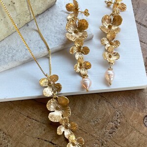Collier, Hydrangea Jewelry, Gold Flower Pendant Necklace, Bridal ...