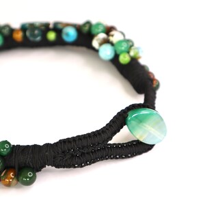 Unique Chunky Statement Necklace With Green Agate Gemstone, Emerald ...