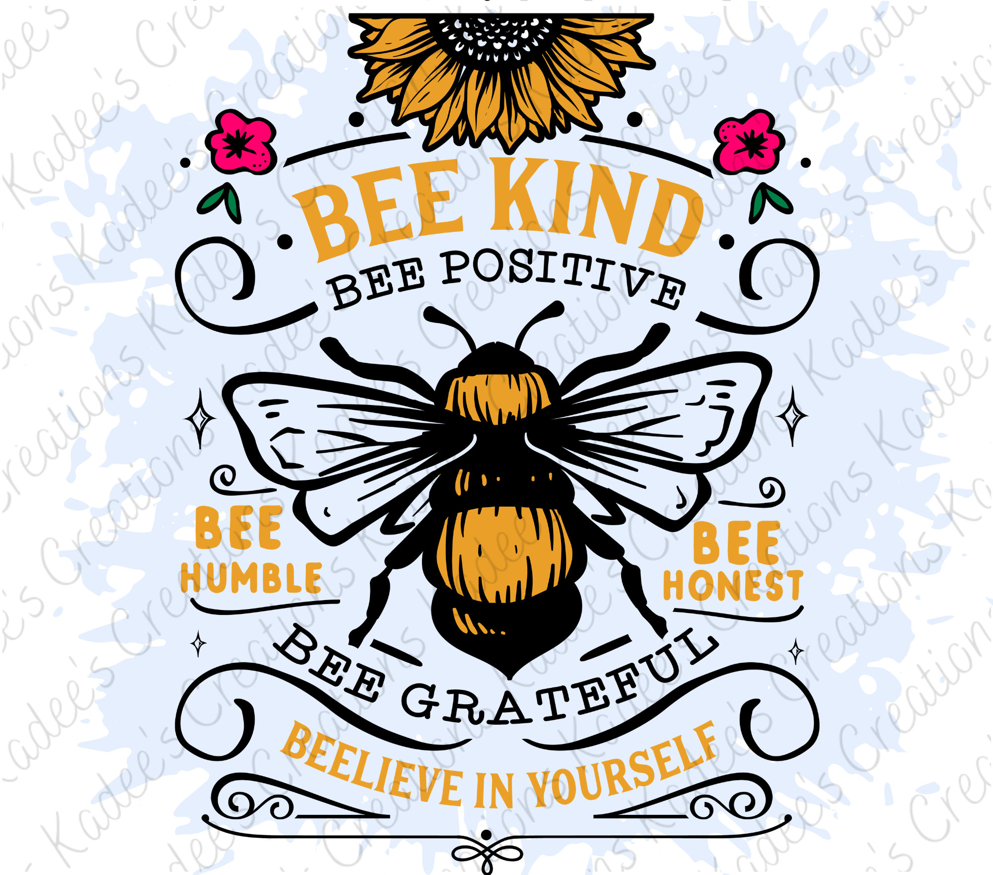 DIGITAL DOWNLOAND- PNG- Bee Kind, Bee Positive, Bee Humble, Bee Honest ...