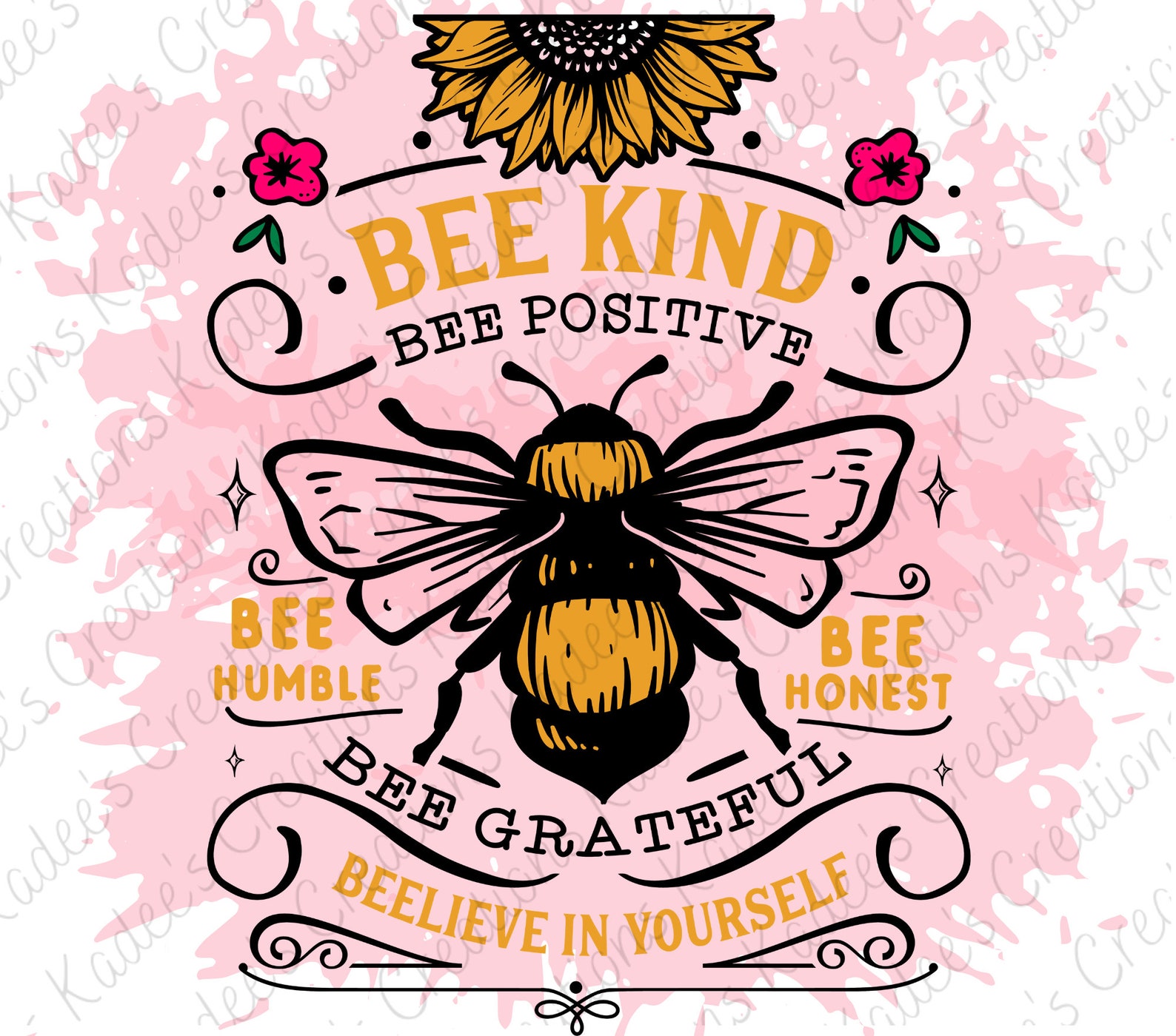 DIGITAL DOWNLOAND- PNG- Bee Kind, Bee Positive, Bee Humble, Bee Honest ...