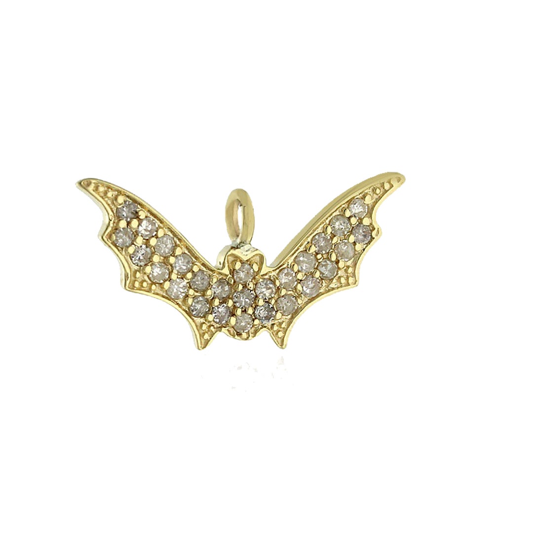 Pave Diamond Pendant, Natural Diamond Bat Charm, 925 Sterling Silver ...
