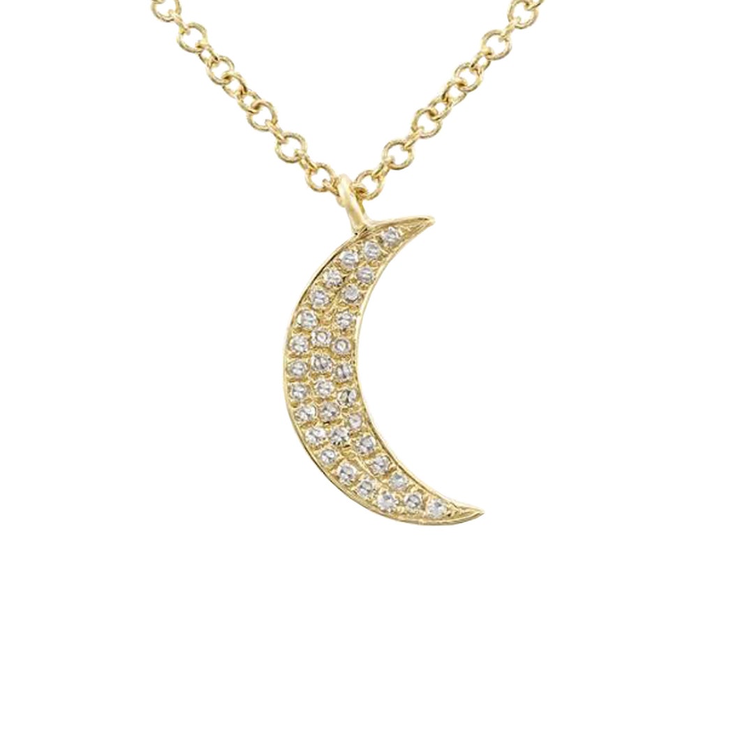 Pave Diamond Moon Charm, Diamond Crescent Moon Charm, 14k Yellow Gold ...