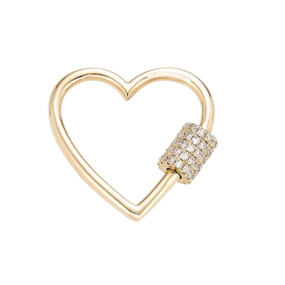 14k Solid Yellow Gold Lock Diamond Pave Carabiner Lock - Etsy