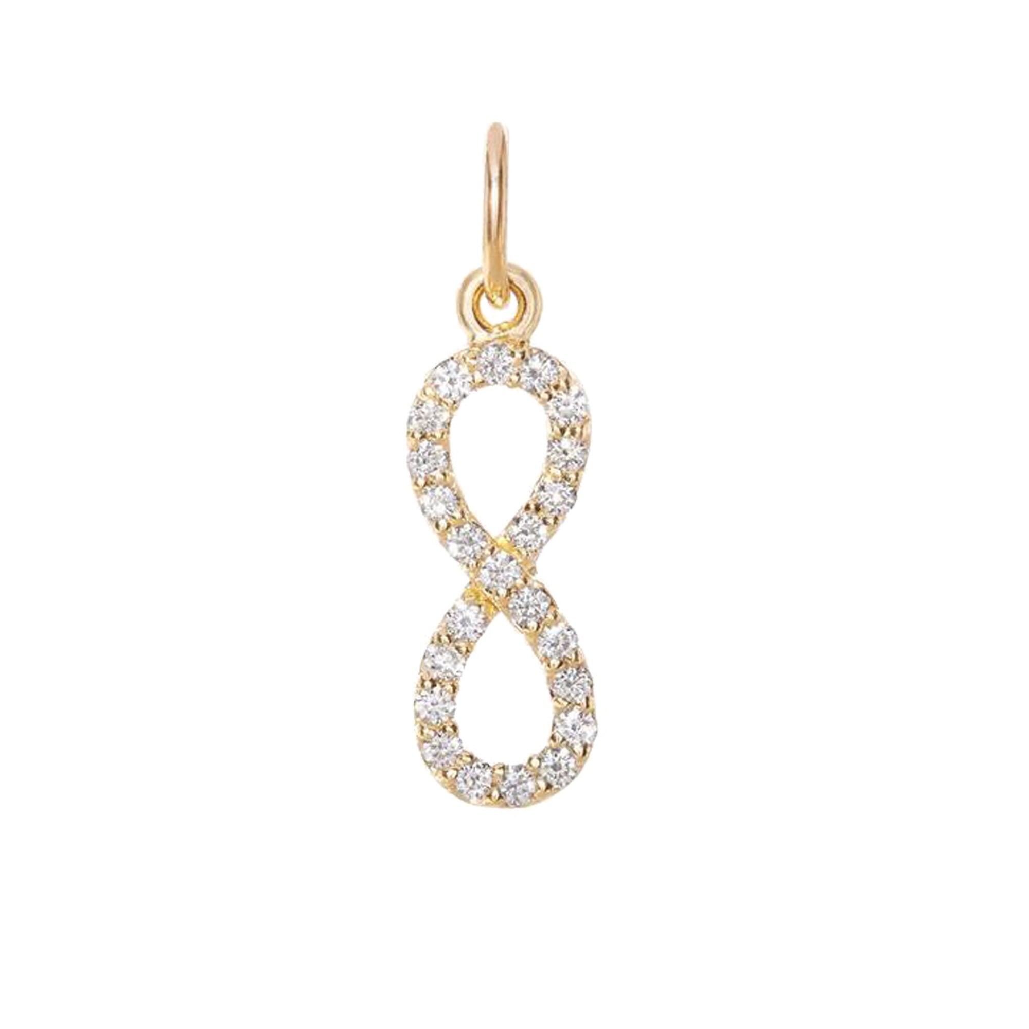 Pave Diamond Infinity Charm Pendant, 14k Yellow Gold Infinity Charm ...