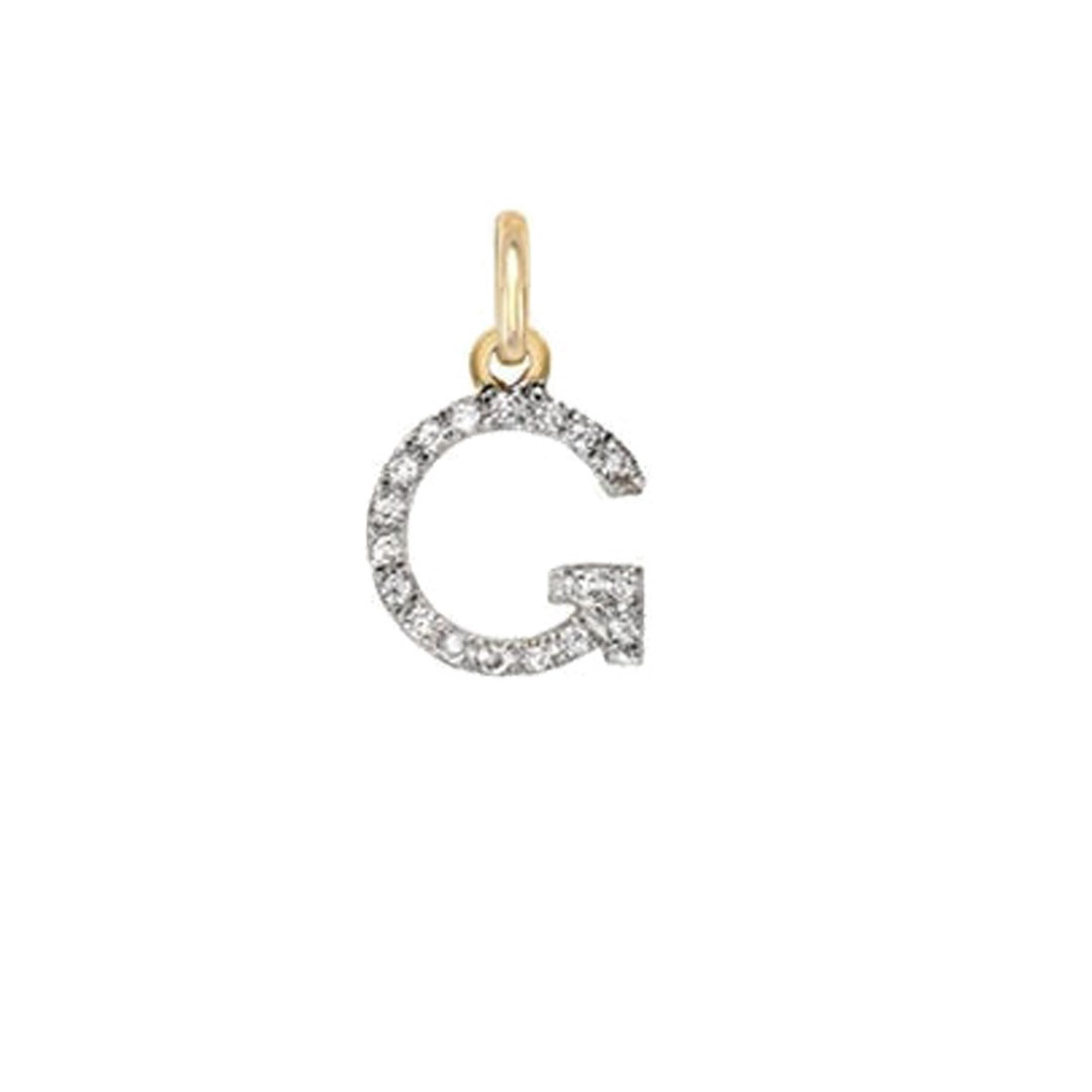 Pave Diamond Initial G Charm, Custom Gold Initial G Charm, 14k Yellow ...