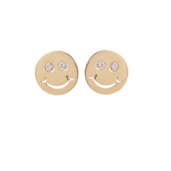 14k Smiley Face Diamond - Etsy