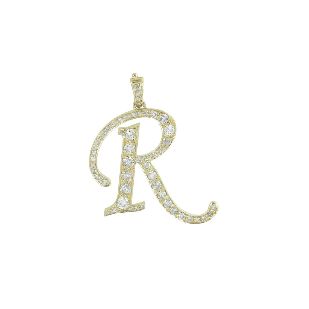 Pave Diamond Letter R Pendant, Pave Diamond Initial Charm, Diamond ...