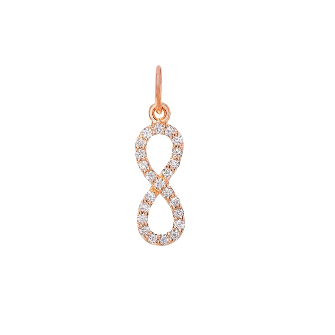 Pave Diamond Infinity Charm Pendant, 14k Yellow Gold Infinity Charm ...