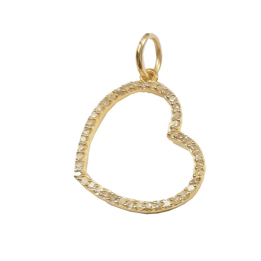 Pave Diamond Charm, Diamond Heart Charm Pendant, Pave Diamond Heart ...