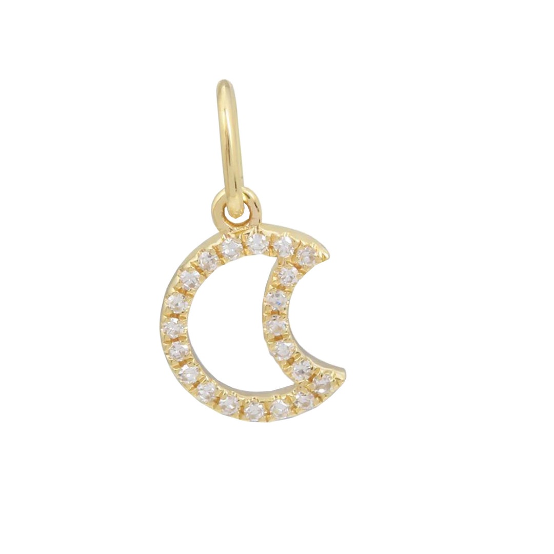 Pave Diamond Pendant, Diamond Mini Pendant, 14k Yellow Gold Charm ...