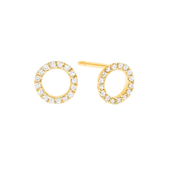 14k Solid Yellow Gold Minimalist Stud Earrings 14k Gold - Etsy