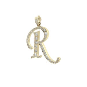 Pave Diamond Letter R Pendant, Pave Diamond Initial Charm, Diamond ...