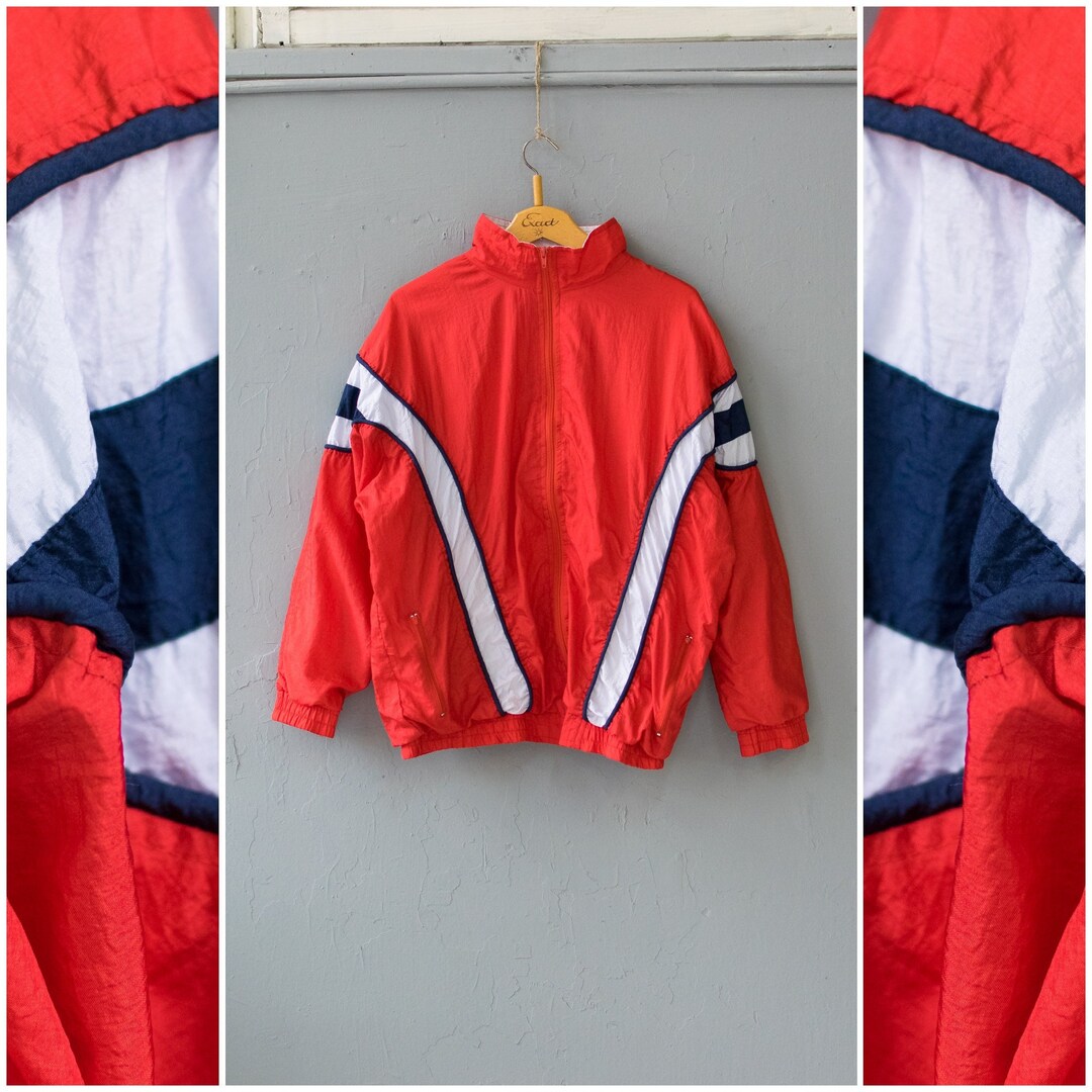 80s Windbreaker for Women Large Vintage Wind Jacket Oversized Track ...