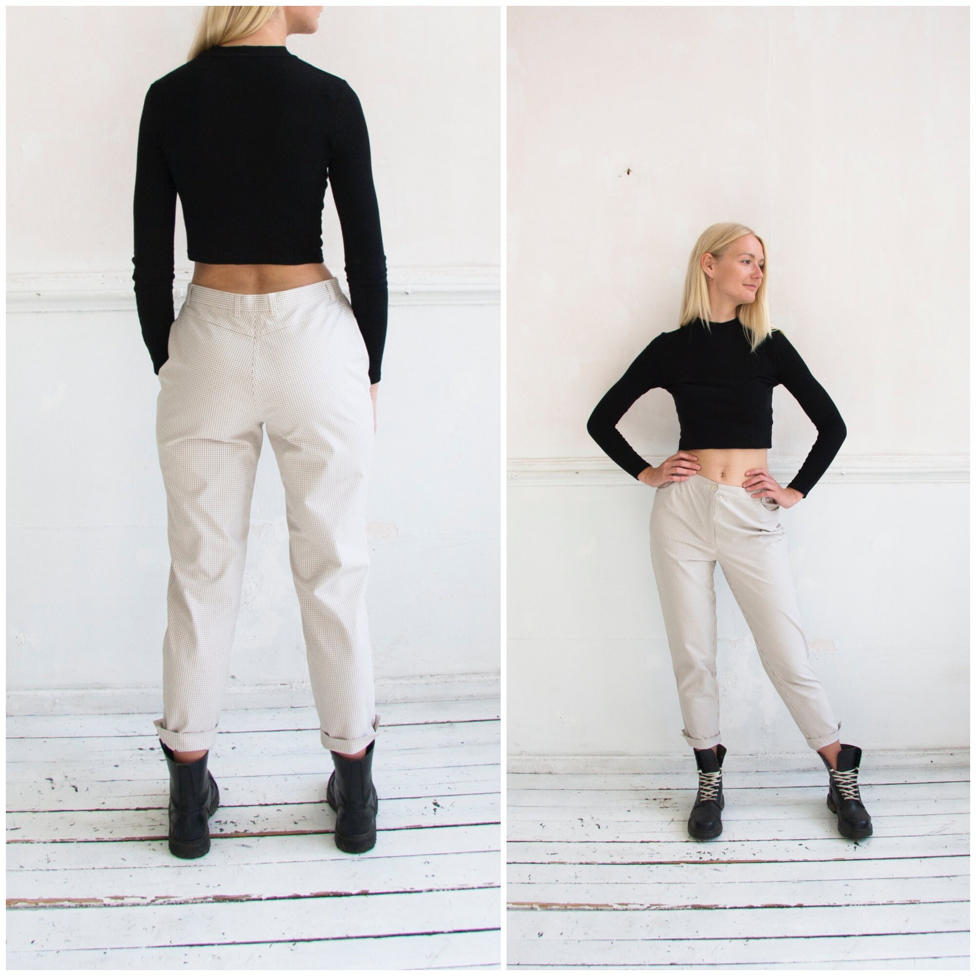 Checked Mom Pants 33 Gingham Mom Pants 80s White Mom Pants | Etsy