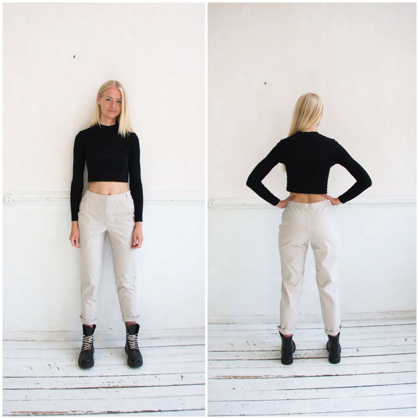 Checked Mom Pants 33 Gingham Mom Pants 80s White Mom Pants | Etsy