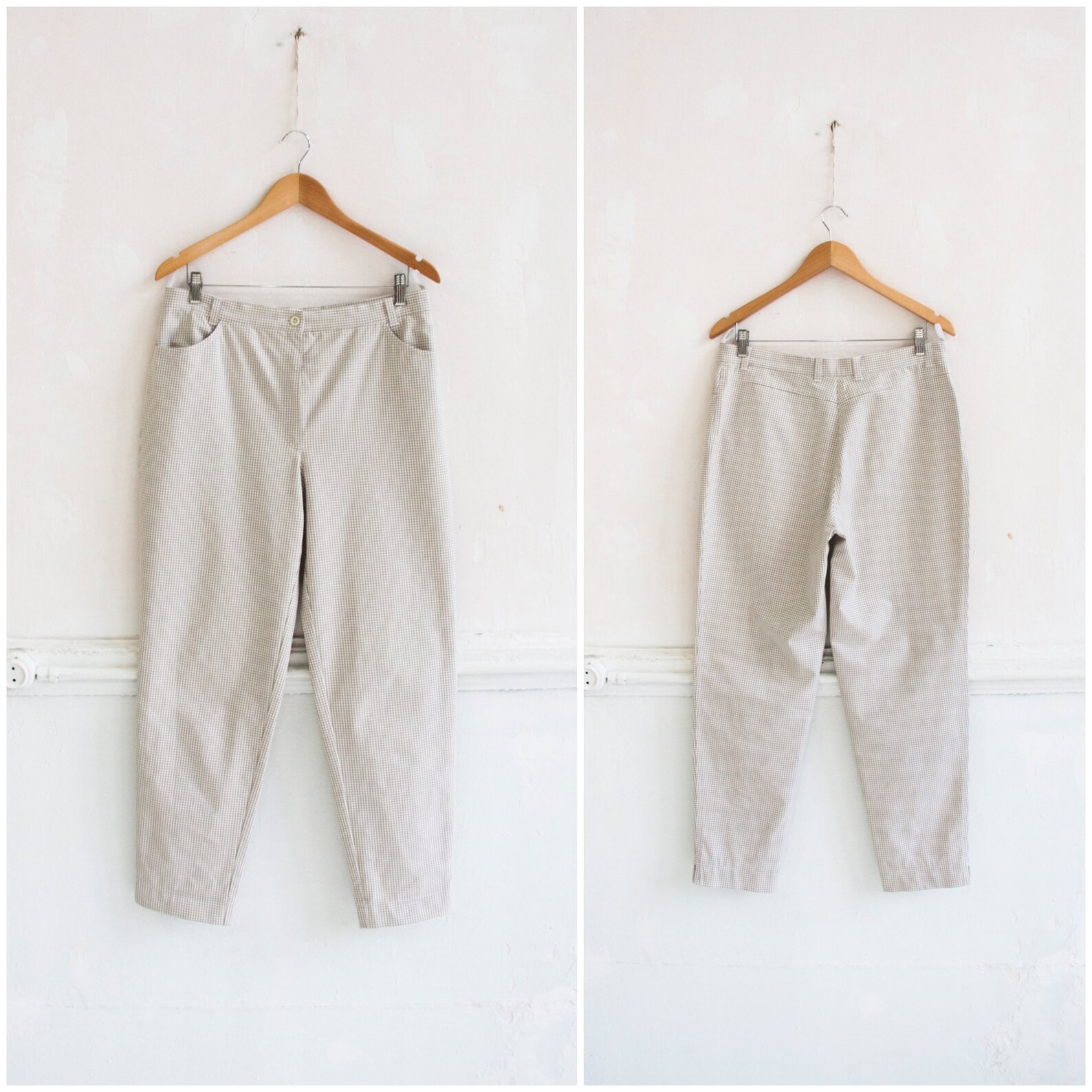 Checked Mom Pants 33 Gingham Mom Pants 80s White Mom Pants | Etsy