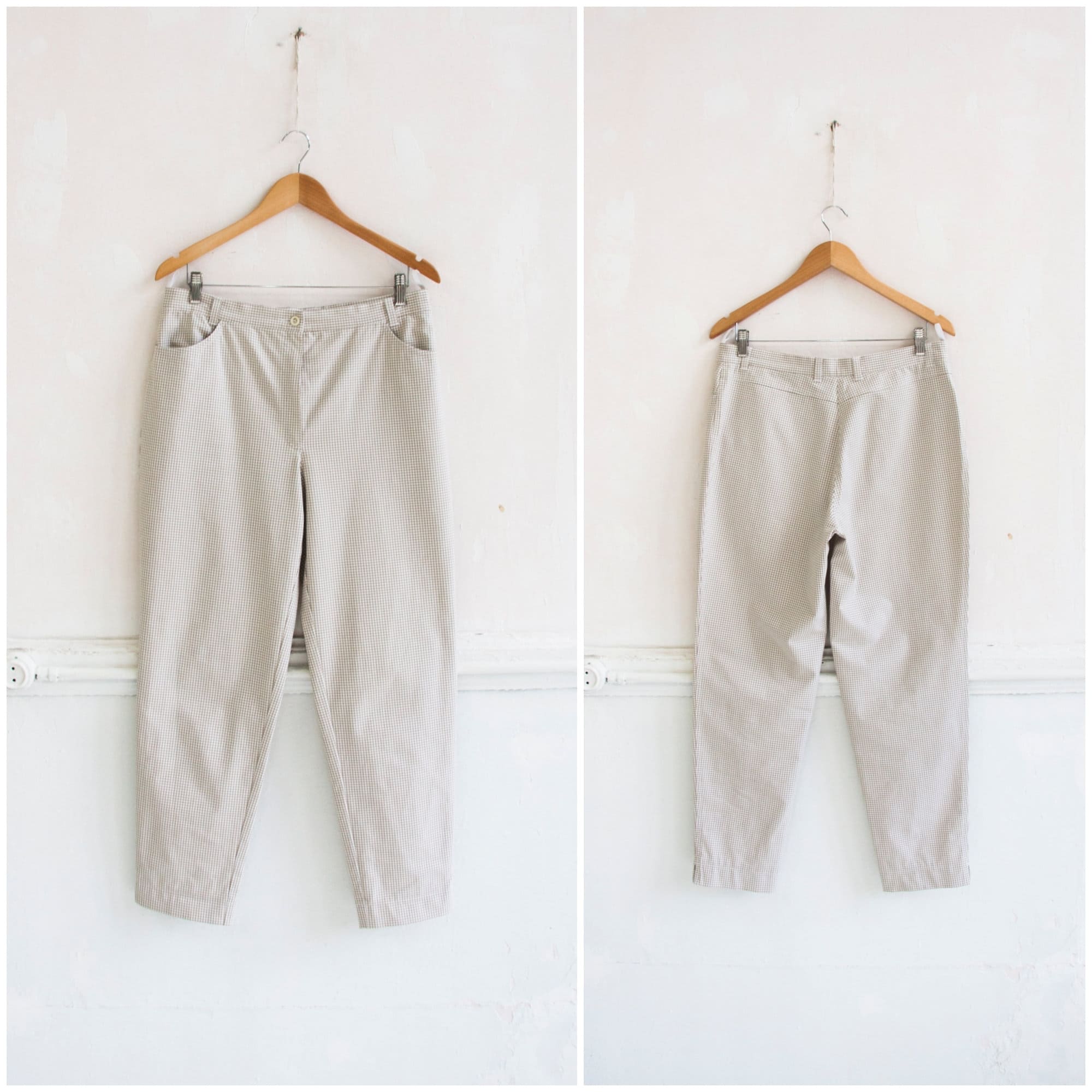 Checked Mom Pants 33 Gingham Mom Pants 80s White Mom Pants | Etsy