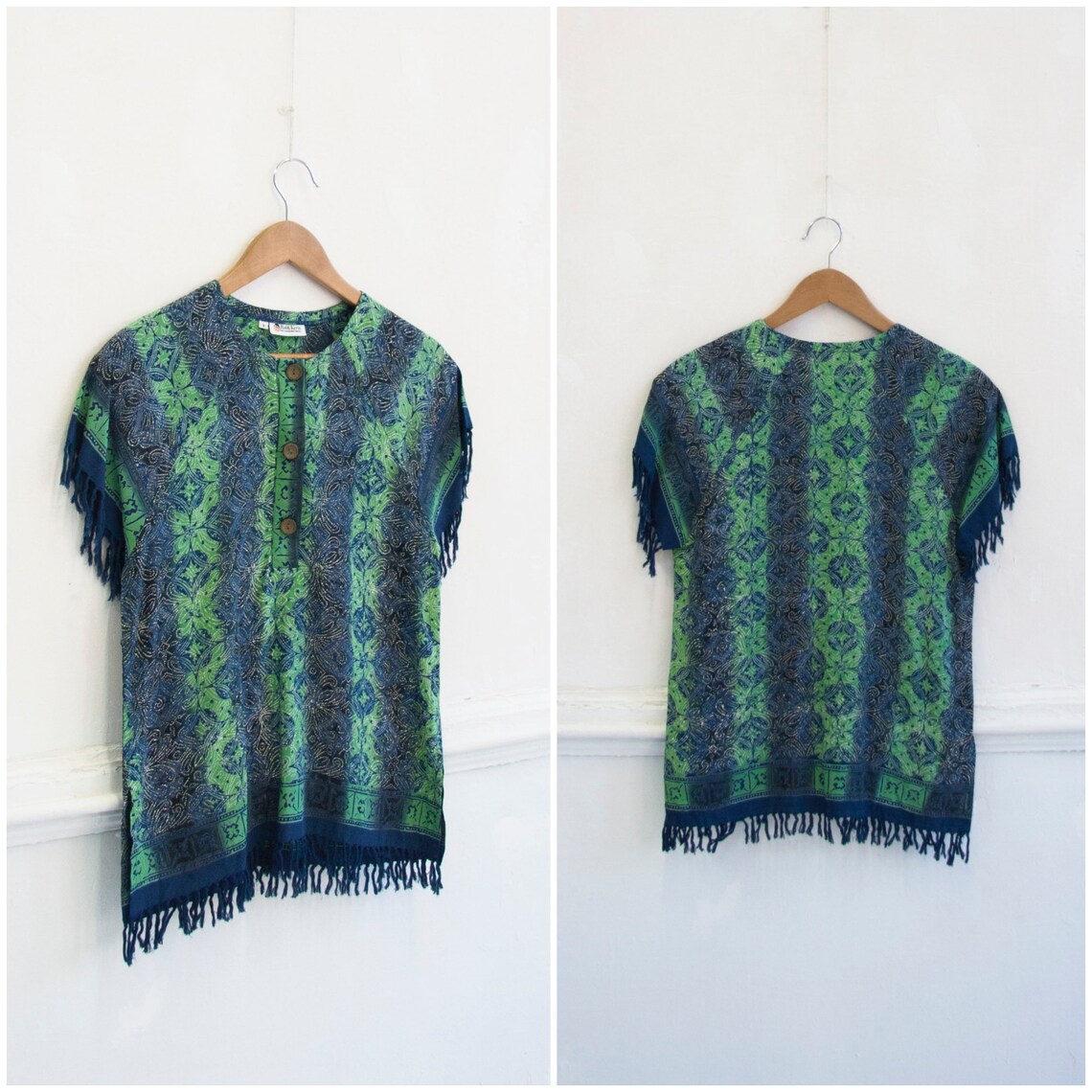Vintage Batik Shirt Women's XS 70s Batik Top Patterned - Etsy