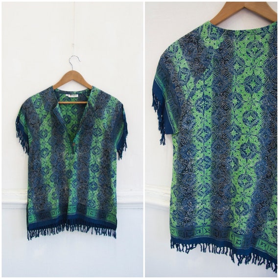 Vintage Batik Shirt Women's XS 70s Batik Top Patterned - Etsy