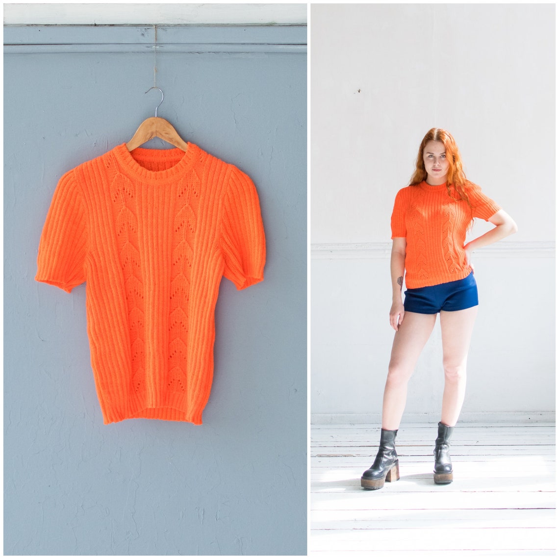 Vintage Neon Top 70s Womens Top XS S M Rib Knit Top Womens - Etsy UK