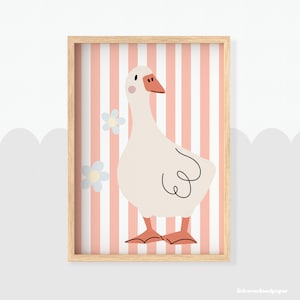 Silly Goose Wall Art Cute Poster Pastel Girls Nursery Decor Farm Animal ...