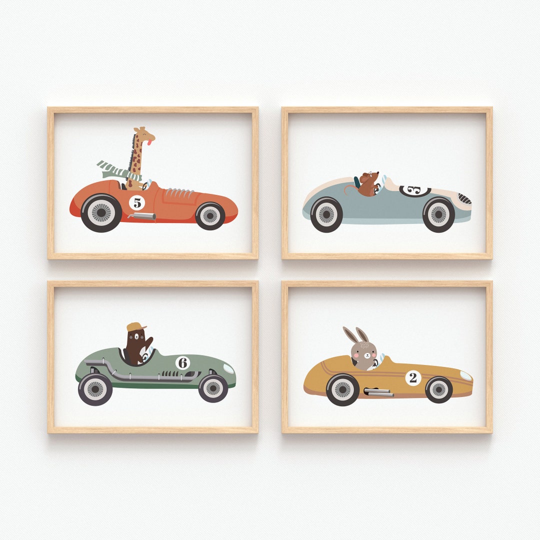 Vintage Race Car Nursery Prints. Baby Boy, Racing Car Wall Art, Print ...