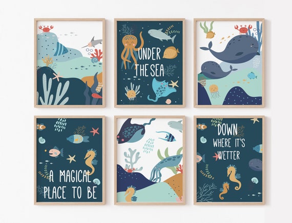 NAUTICAL OCEAN SEA Wall Prints Nursery Decor Wall Art Set | Etsy