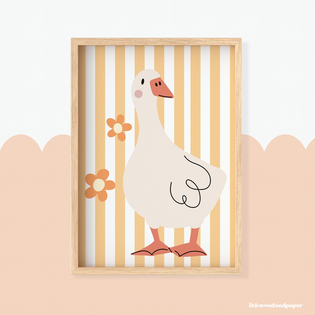 Silly Goose Wall Art Cute Poster Pastel Girls Nursery Decor Farm Animal ...