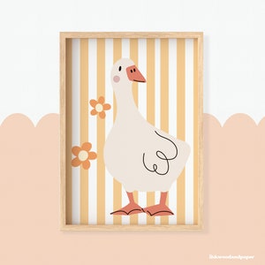 Silly Goose Wall Art Cute Poster Pastel Girls Nursery Decor Farm Animal ...