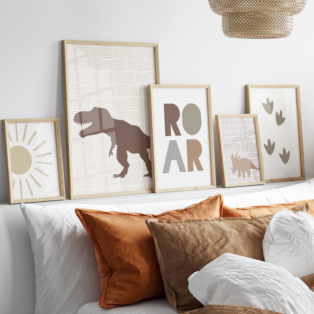 Dinosaur Nursery Art Print Set: Boho Kids Room Decor (digital Download ...