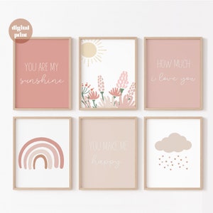 GIRLS WALL ART Download Prints, You Are My Sunshine, Six Set, Rainbow ...