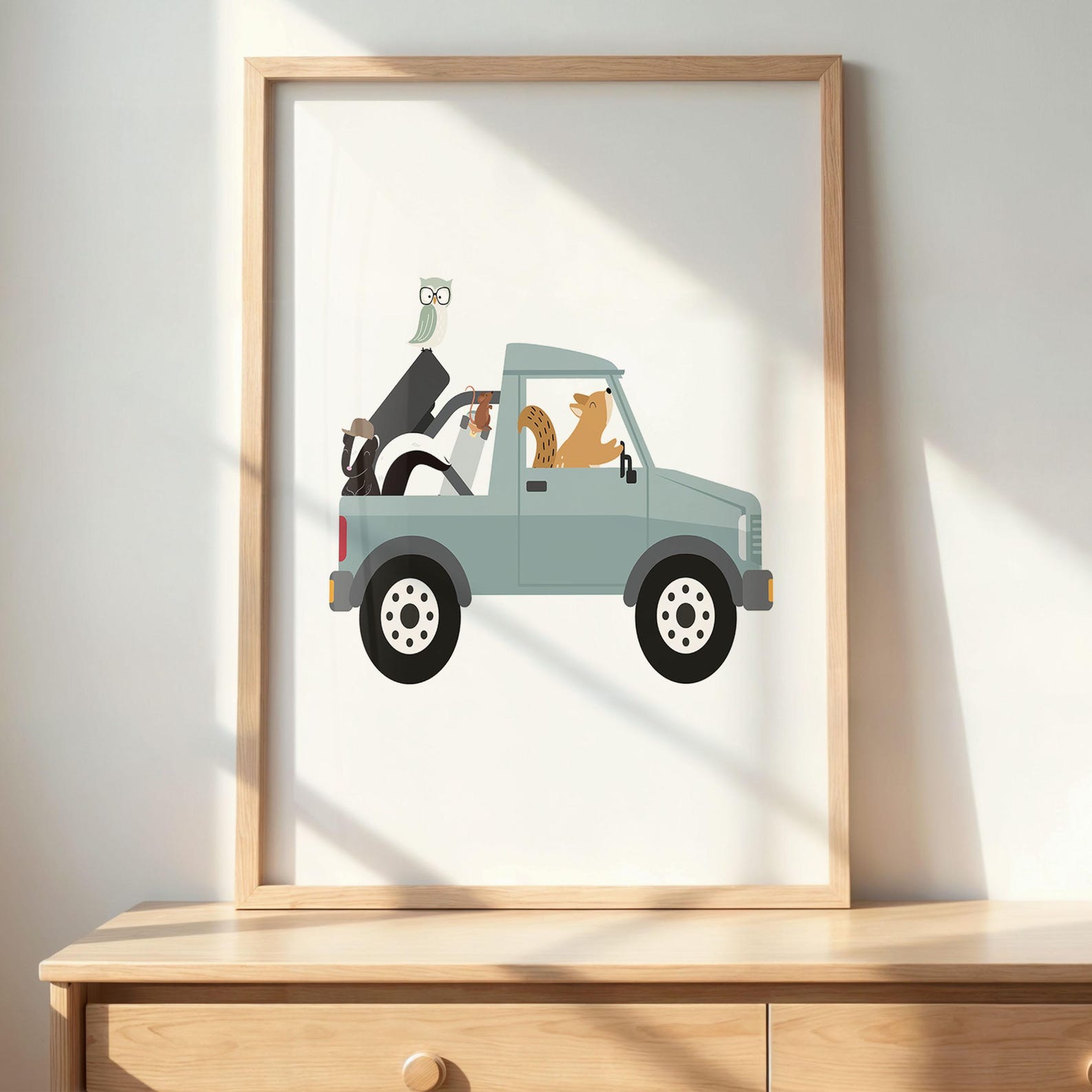 Boys Vehicle Nursery Prints Set of 3 | Animals Driving 4WD Truck ...