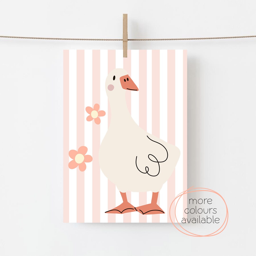 Silly Goose Wall Art Cute Goose Poster Pastel Girls Nursery Decor Farm ...