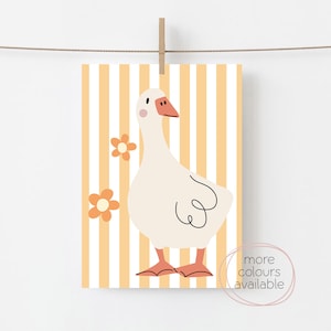 Silly Goose Wall Art Cute Poster Pastel Girls Nursery Decor Farm Animal ...