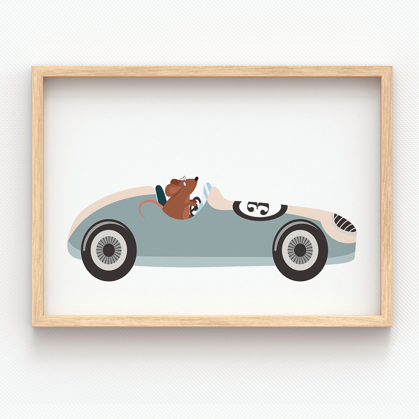 Vintage Race Car Nursery Prints. Baby Boy, Racing Car Wall Art, Print ...