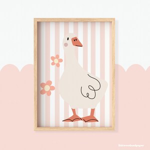 Silly Goose Wall Art Cute Poster Pastel Girls Nursery Decor Farm Animal ...