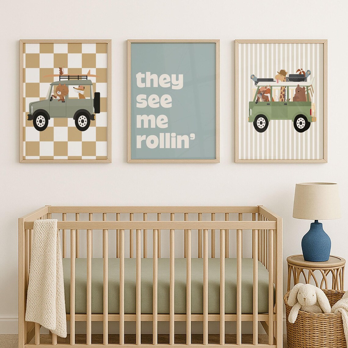 Vehicle Nursery Prints: Animals Driving Car & Plane Art (digital ...