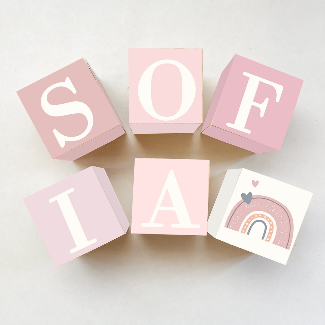 LETTER WOODEN BLOCKS Baby Girl Name, Personalised Nursery Decor, Pastel ...